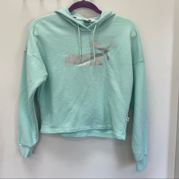 Puma | Tops | Puma Cropped Mint Green Pullover Hoodie | Poshmark